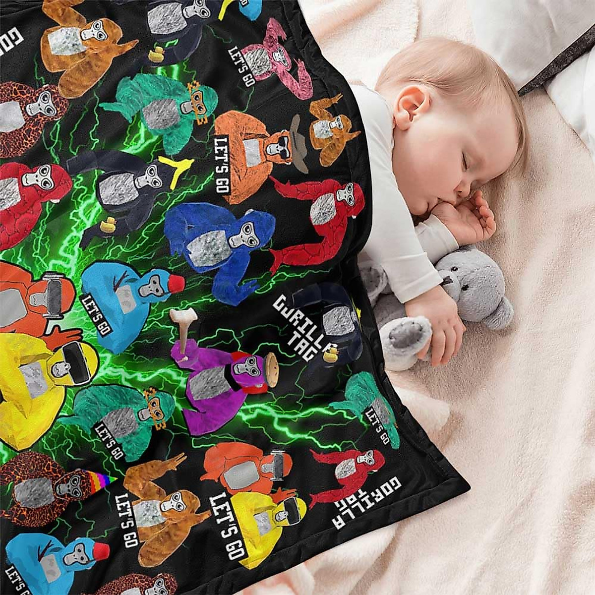 Gorilla Blanket Boys Gorilla Throws Blanket Children's Nap Blanket- Soft Lightweight Plush Tag Blanket Cozy (60in x 80in)