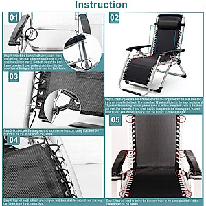 SANXIA Zero Gravity Chair Replacement Fabric with 4 Bungee Cord Kit, Repair Cloth with Replacement Lace Cord, Fix Tools for Anti Gravity Lounge Chairs Outdoor Recliners (Advanced Brown, 17" Wx63 H)