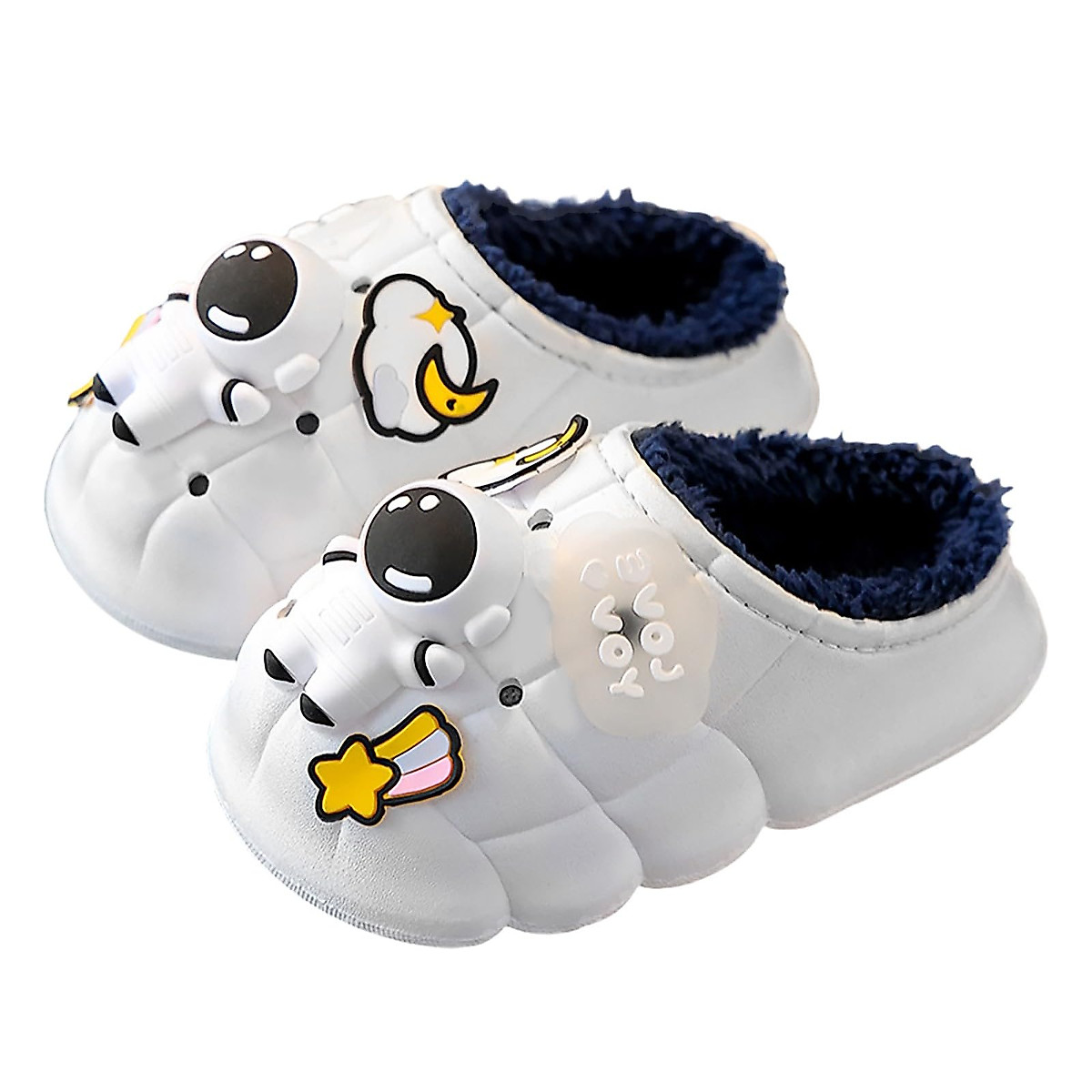 Plush Warm Home Shoes Infant Baby Boys Girls Slippers Plush Non-Slip Comfy Fluffy Lightweight Warm Soft Indoor House Slippers Kids House Slippers White