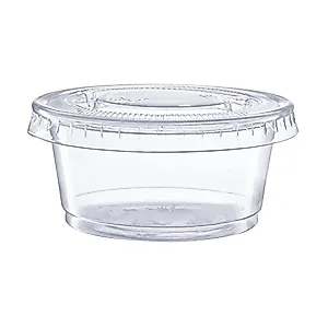 Comfy Package [200 Sets - 2 oz.] Plastic Disposable Portion Cups with Lids, Souffle Cups, Jello Cups