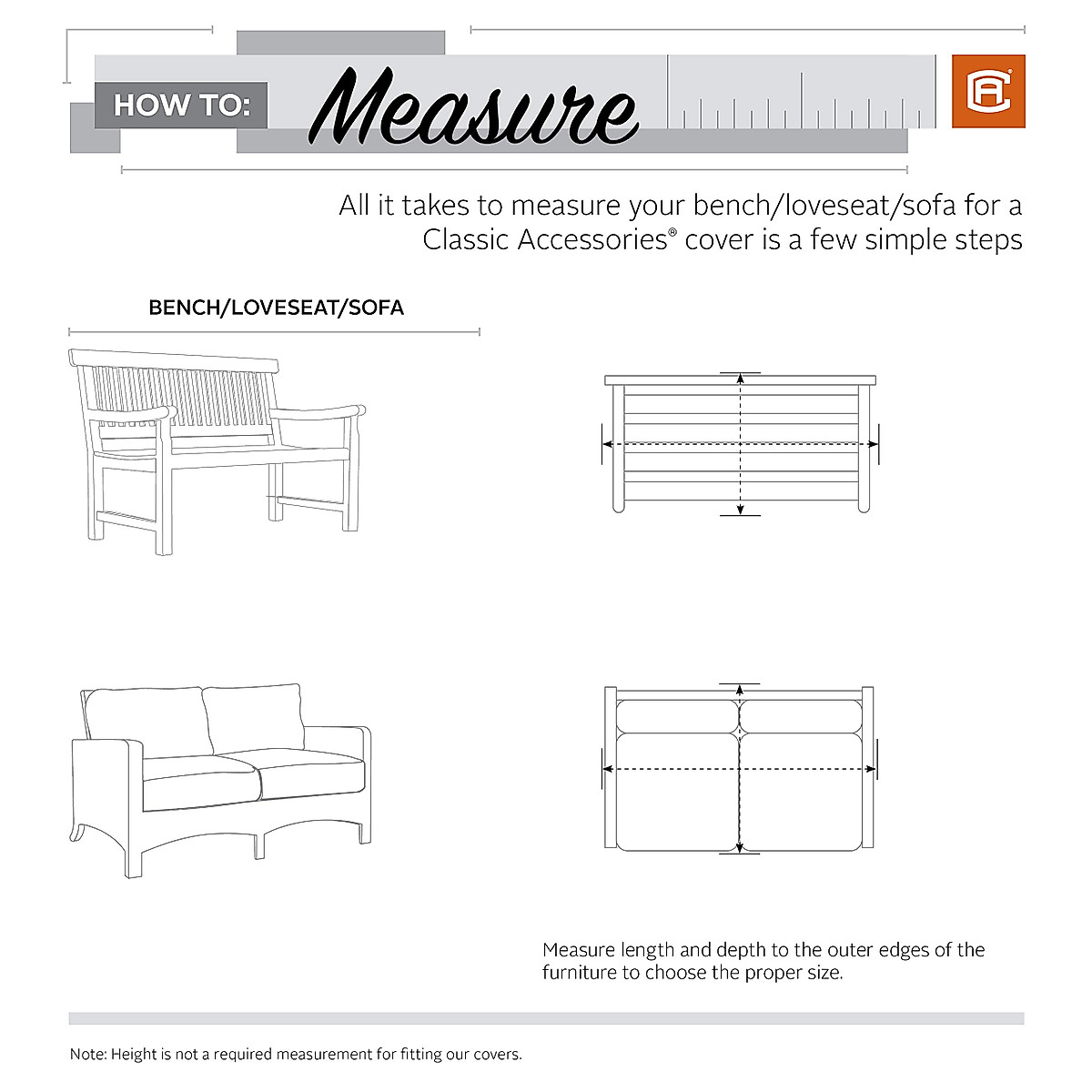 Classic Accessories Terrazzo Water-Resistant 104 Inch Patio Bench/Loveseat Cover, Outdoor Bench Cover