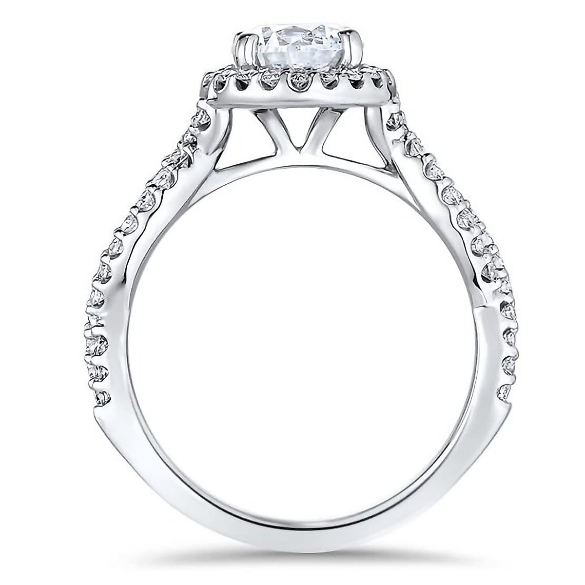 Engagement Ring 1.5 CT Twist Halo Moissanite Engagement Rings for Women 10k Size 4