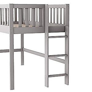 Harper & Bright Designs Twin Size Low Loft Bed with Slide, Wood Low Loft Bed for Kids, Girls, Boys (Gray)