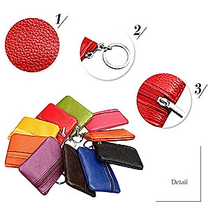 Hibate Black Small Leather Coin Purse Change Pouch for Women Men Kids with Zip Key Ring