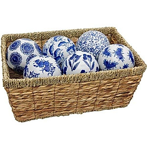 Oriental Furniture 4" Blue & White Decorative Porcelain Ball Set(B)