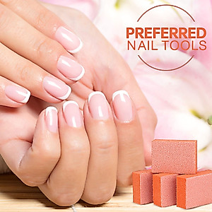 Maryton Mini Nail Buffer Blocks - 180/240 Grit Professional Salon Orange Buffers - Buff Nails Prior to Application of Gel Polish, Acrylic, 50 Count