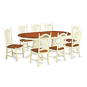 East West Furniture PLDO9-WHI-W, 9-pieces