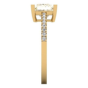 Clara Pucci 1.66 ct Princess Cut Solitaire Natural Brown Morganite Engagement Promise Anniversary Bridal Ring 18K Yellow Gold 7.75