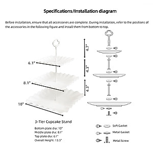 5 Pcs Cupcake Stand Set - Plastic Dessert Table Display Set, 2 White Square 3 Tier Cupcake Display Stands Cookie Tray Rack Serving Tower & 3X 14 in Plastic Trays for Wedding Baby Shower Tea Party