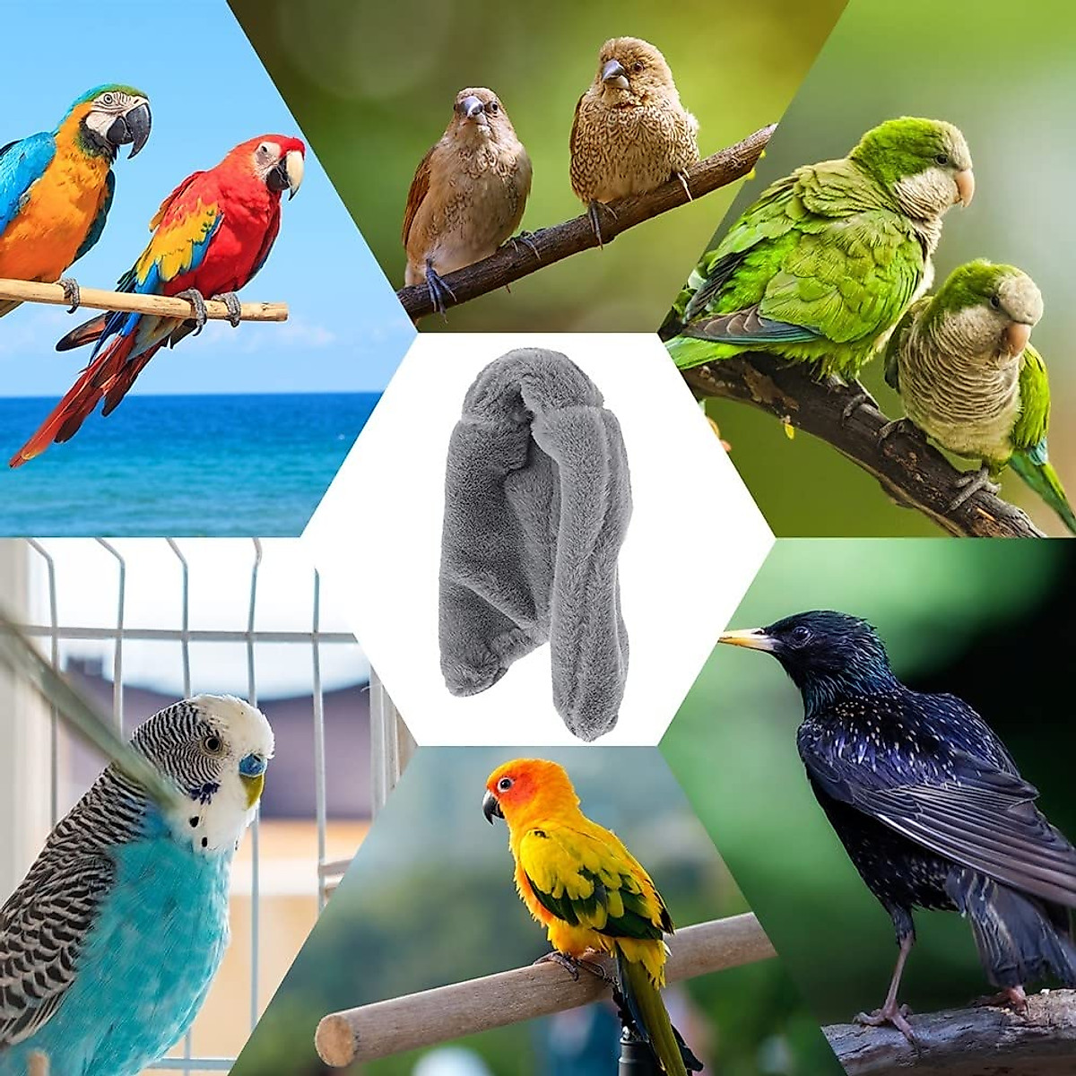 DONGKER Corner Fleece Bird Blanket, Warm Parrot Cuddle Nest Hanging Toy Comfort Parrot Cage Snuggle Hut for Parakeet Cockatiel Pigeon Parrots Cockatiels