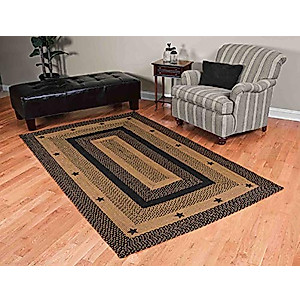 IHF Home Décor |Star Black Premium Braided, Collection | Primitive, Rustic, Farmhouse Style | Jute/Cotton | 30Days Risk Free | Accent Rug/Door Mat/Floor Carpet (36"x60" Rect, Star Black)