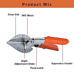Multi Angle Miter Shear Cutter, 45-135 Degree Adjustable Angle Scissors Trim Shears Hand Tools for Cutting Soft Wood, Plastic, PVC and Other