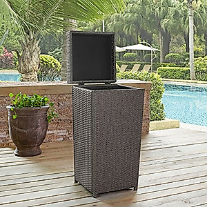Crosley Furniture Palm Harbor Outdoor Wicker Trash Bin - Grey