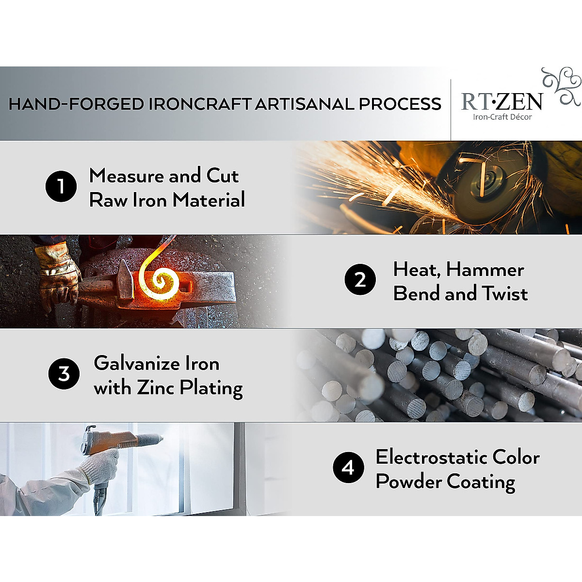 RTZEN Under Cabinet Paper Towel Holder - Wrought Iron Cute Black Farmhouse Decor Inside Cabinet or Under Counter - Paper Towel Holder for Kitchen or Under Sink Paper Towel Holder for Bathroom