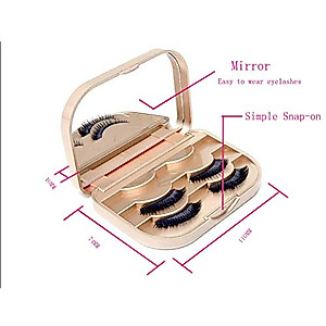 YiQiYi Cosmetic Case Empty Eyelashes Storage Case with Makeup Mirror Holder Box Fake Eyelash Packing Travel Storage Case Eyelashes Bag(Gold)