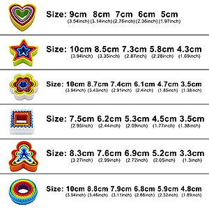 SOOKOO 32 PCS Cookie Cutter Set, Biscuit Cutter Set, Multi-size Sandwich Fondant Cake Fruit Vegetable Shapes Cutter Set (Square, Round, Star, Heart, Flower, Gingersnap)