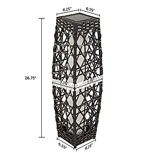 Grand patio Outdoor Solar-Powered Woven Resin Wicker Floor Lamp for Deck, Garden, Lawn, Driveway, Pool, Porch- Medium Cindy, Silver Gray
