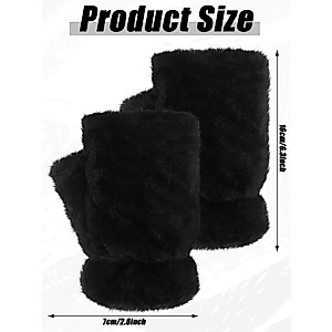 2 Pairs Winter Fingerless Gloves Faux Fur Fingerless Gloves Warm Furry Gloves Convertible Fingerless Gloves Half Finger Arm Warmer Gloves Soft Smooth Furry Gloves Rabbit Fur Mittens for Girls