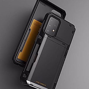 VRS DESIGN Damda Glide Pro Case for Galaxy A52 5G/4G - [4 Card Slots], Wallet, Shock-Absorbent, Black (6.5 inch)