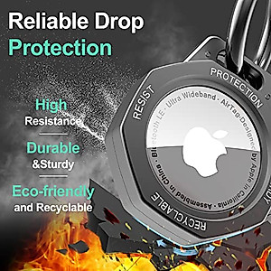 Tieuwant AirTag Holder Case- Aluminum Alloy Keychain for Apple AirTag Tracker (Gunmetal Grey)