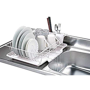 Home Basics DD30234 3-Piece Dish Drainer Set, White