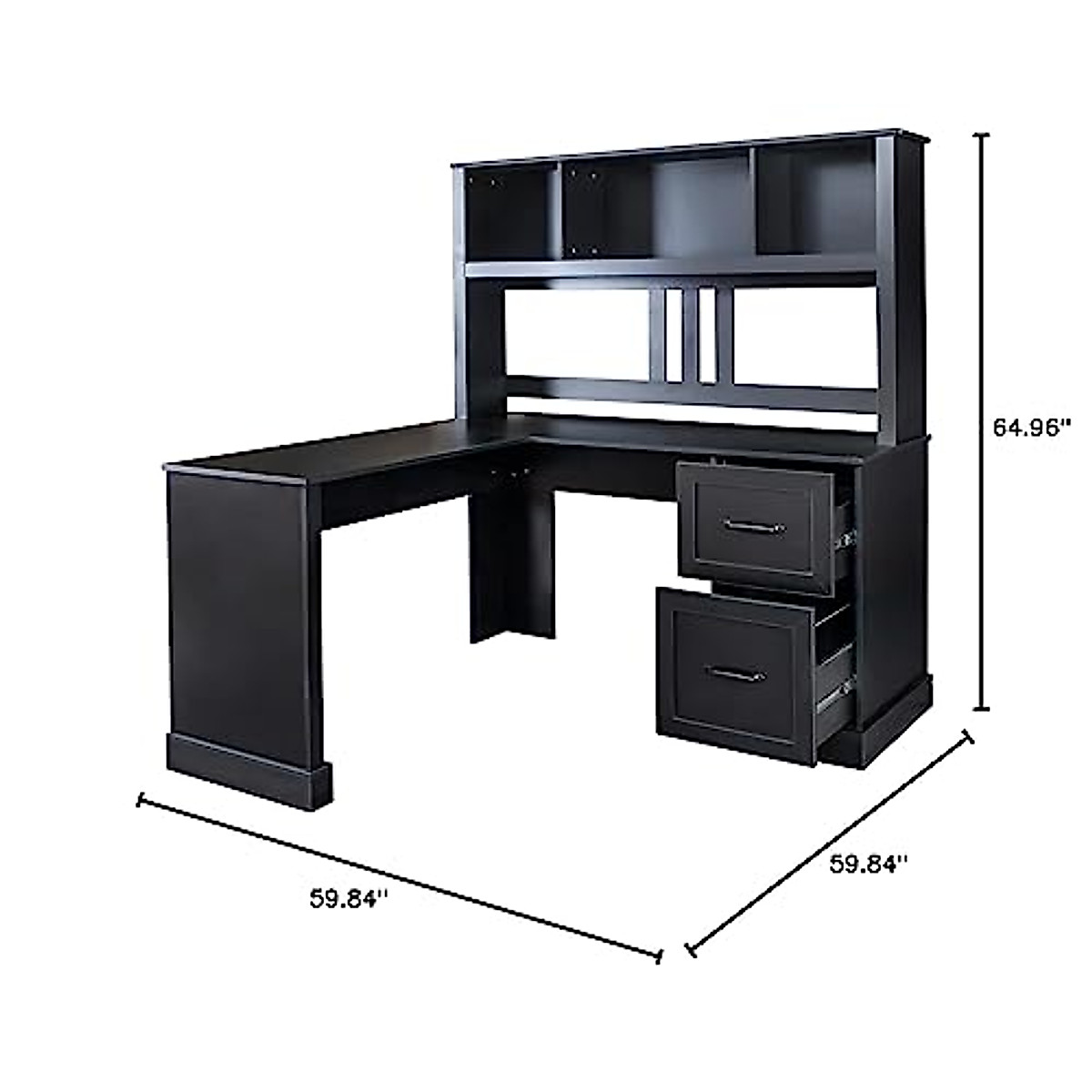 OPTOUGH Hutch,Home Office Table Computer Bookshelf,Writing Study Desk for Bedroom,Antiqued Black Finish