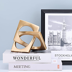 Modern Geometric Sculpture Gold Knot Statue Decor, Home Gold Bookcase Centerpiece jax Decorative, Geometric Tabletop Sculpture and Figurines, For Golden Home Decor Accent, Cube Decorative Ornaments