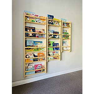 Furpinea Handmade Natural Solid Wood Montessori Narrow Kids Bookshelf, Wall Mounted Tall Skinny Book Shelf, Space Saver Book Rack for Nursery, Living Room 3-Tier, 4-Tier, 5-Tier (21, 5 Tier)