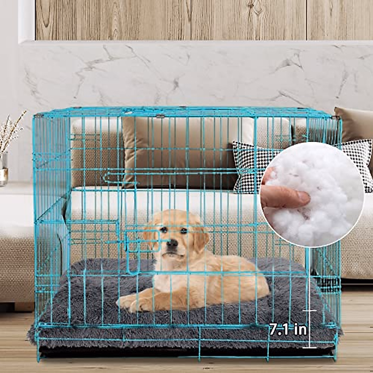 Dog Bed Mat Crate Pad, Dog beds for Large Dogs, Plush Soft Pet Beds, Dog beds & Furniture，Washable Anti-Slip Dog Crate Bed for Large Medium Small Dogs and Cats (29" x 21", Dark Grey)