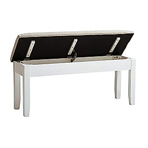Powell Company Jane White and Beige Dining Storage Compartment by Powell Bench