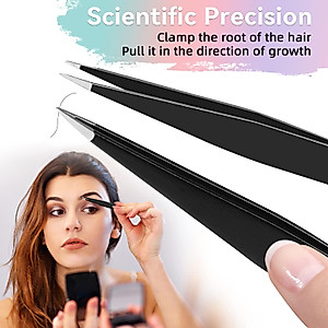 FACEMADE Tweezers Set with Scissors and Eyebrow Razor, Eyebrow Tweezers for Women and Men, Professional Stainless Steel Tweezers for Facial Hair Removal