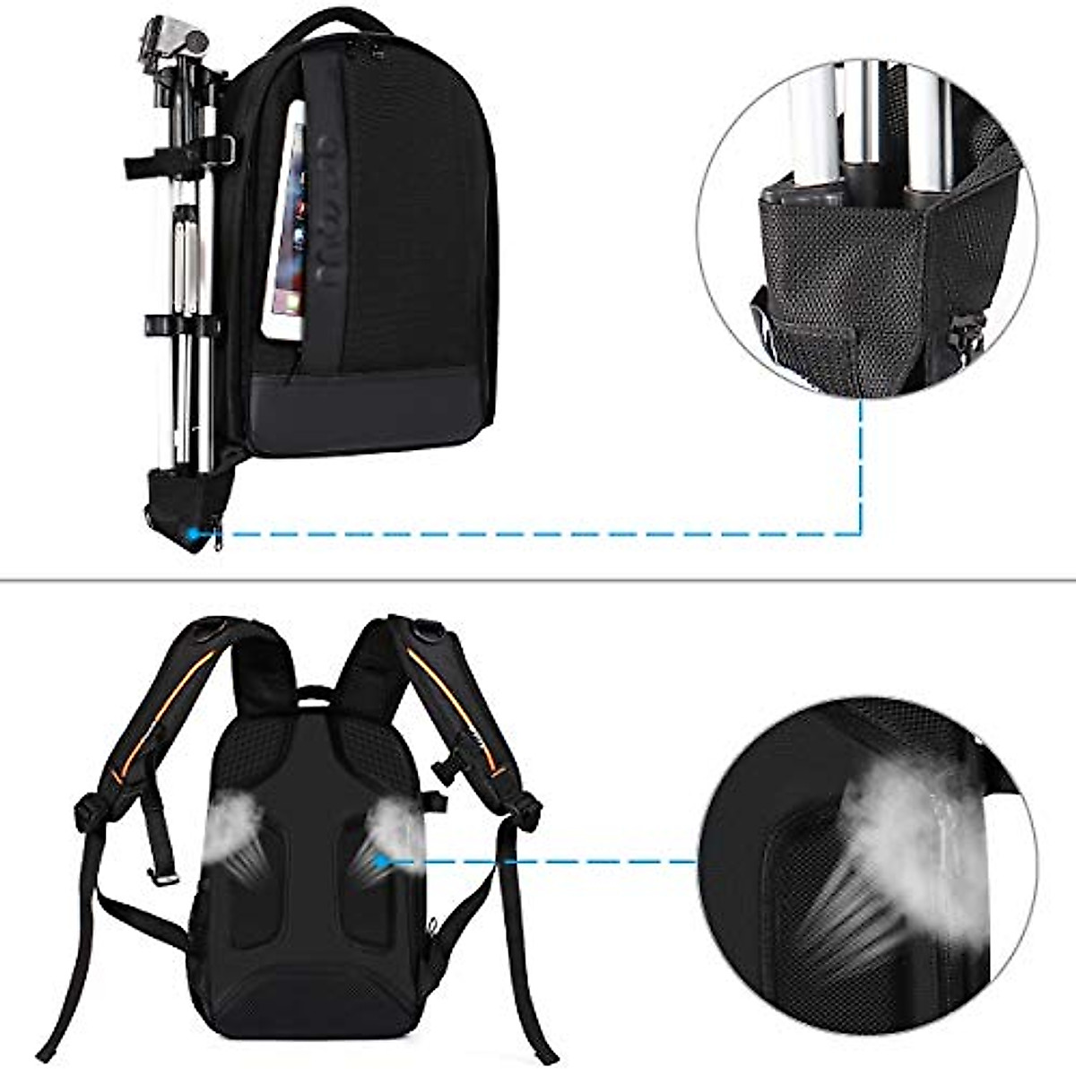 MOSISO Camera Backpack, DSLR/SLR/Mirrorless Photography Camera Case Buffer Padded Shockproof Camera Bag with Customized Modular Inserts&Tripod Holder Compatible with Canon,Nikon,Sony etc, Black