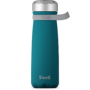 S'well Stainless Steel Traveler With Handle, 24oz, Peacock Blue, Triple Layered Vacuum Insulated Containers Keeps Drinks Cold for 40 Hours and Hot for 16, BPA Free, Easy Carrying On the Go