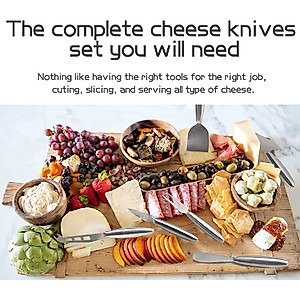 6-Piece Cheese Knife Set, Stainless Steel Cheese Knives for Charcuterie Board for Hard Medium Soft Cheese, Professional Metal Cheese Cutting Knife Cheese Board Accessories with Case Gift Set