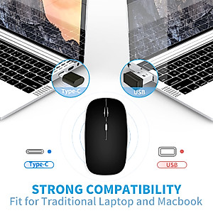 ABL-MOUSE Wireless Mouse, 2.4Ghz Silent Computer Office Portable Slim Optical Mouse with USB Receiver Adjustable DPI for Laptop, Computer, MacBook, Notebook, PC (Black)