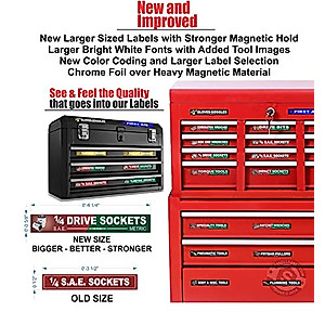 Ultimate Magnetic Tool Box Organizer Labels (Green edition) organize boxes, drawers & cabinets “Quick & Easy”, fits all brands of ‘Steel’ tool chest Craftsman, Snap-on, Mac, Matco & Cornwell …