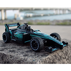 BMFHJEQ F1 Remote Control Car, Mini High-Speed F1 RC Racing, 20KM/H 4WD Electric High Speed Car, Double Speed Adjust Off-Road Drift Remote Control Toys Cars for Boys Girls (Blue)