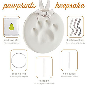 Pearhead DIY Pawprints Keepsake Kit for Dogs Or Cats, Christmas Ornament, Holiday Home Décor for Pet Lovers, Clay Paw Print Imprint, White