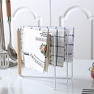 Jitejoe Home Kitchen Countertop Dishcloth Drying Rack, 3 Arms Folding Dishcloth Holder, Hand Towel Stand Rack, White Dishcloth Storage Rack Size 10.83 x 0.98 x 9.84 Inch (White Folding Rag Rack)