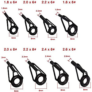 8pcs Fishing Rod Tip Repair Kit Rod Top Tips Replacement Fishing Rod Tips Stainless Steel Ceramic Ring Guide Tips