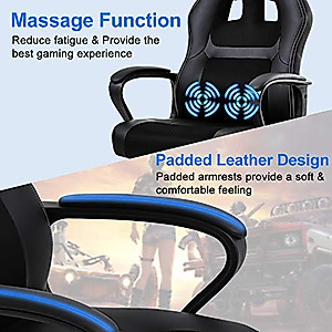 Gaming Chair Swivel Office Chair with Wheels Home Office Chair Ergonomic Computer Chair Desk Chair Rolling Executive Leather Task Chair Adjustable with Arms Mid-Back Stool for Back Problem (Black)