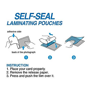 Everest Self Adhesive Laminating Pouches, Self Sealing Pouches for Cards, Waterproof, 2.6 x 3.9 Inches, 30 Sheets,10 Mil Thick, Gloss Finish Business Card, No Laminating Machine Needed