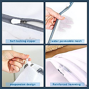 Set of 6 Mesh Laundry Bags for Delicates, kingdalux Reusable Lingerie Mesh Bag with Zipper, Heavy Duty Wash Bags for Washing Machines, for Clothes,Towels,Socks,Underwear