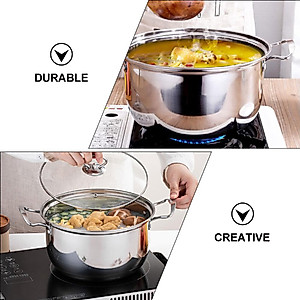 Ciieeo Stainless Steel Stockpot with Glass Lid Multipurpose Stock Pot Heavy Duty Soup Pasta Canning Pot Boiling Stew Induction Pot Nonstick Cooking Pot Sauce Pot 16cm