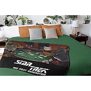 INTIMO Star Trek The Next Generation TNG Cat Characters Playing Cards Fleece Plush Throw Blanket 60" x 48" (152cm x 122cm)