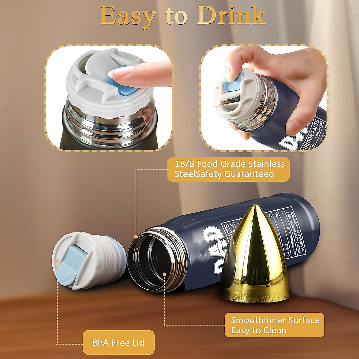 RHONGE Gifts For Dad from Son, Bullet Tumbler Birthday Gifts For Father, Dad Bullet Tumblers 17 Oz, Funny Present Birthday Fathers Day Gift From Son, Papa Insulated Cup