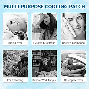 20 Sheets Fever Patches for Kids - Hot Weather Cooling Gel Patches for Adults - Headache Patches - Forehead Fever Cool Pads - Cooling & Pain Relief