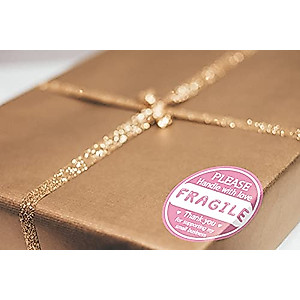 mmDay 300 Pieces 2 Inch Round Baby Pink Fragile Stickers Thank You for Supporting My Small Business Labels for Shipping Packing Mailing Envelope Gift Jewelry Bag - 300 Strong Adhesive Labels Per Pack