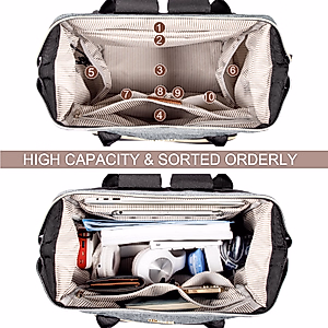 LOVEVOOK Laptop Backpack for Women, 15.6 Inch Work Business Backpacks Purse with USB Port, Large Capacity Nurse Bag College Bookbag for School, Waterproof Casual Daypack for Travel