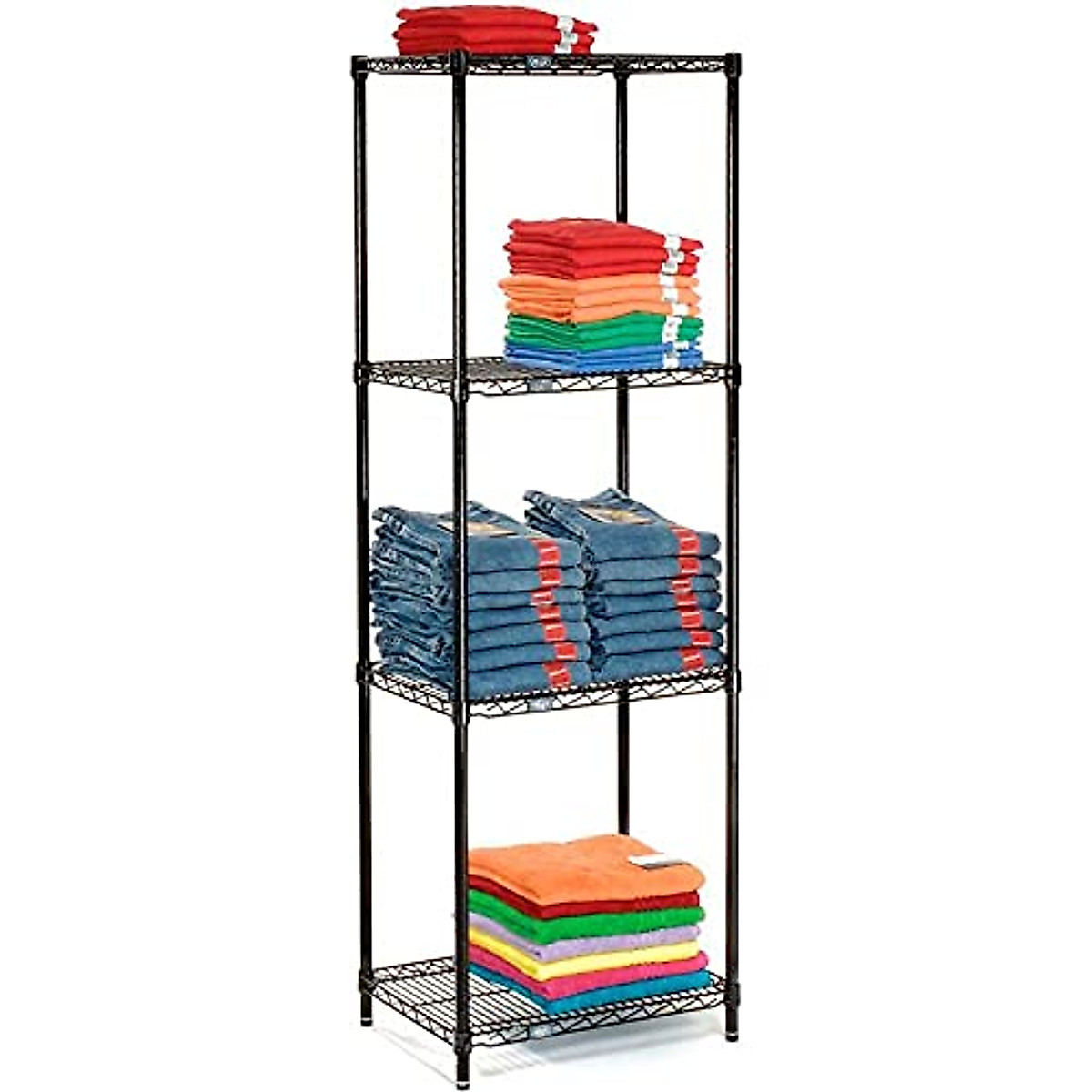 Nexel 18" x 30" x 74", 4 Tier Adjustable Wire Shelving Unit, NSF Listed Commercial Storage Rack, Black Epoxy Finish, leveling feet